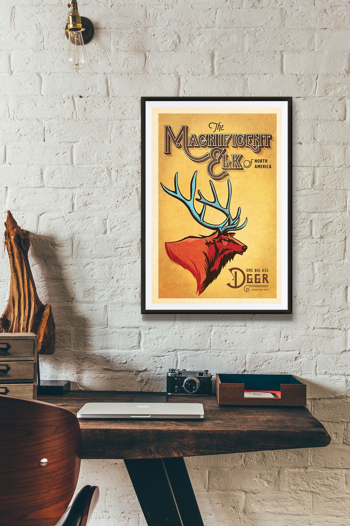 Retro Style Humorous Elk Poster Elk Print American Animals | Etsy