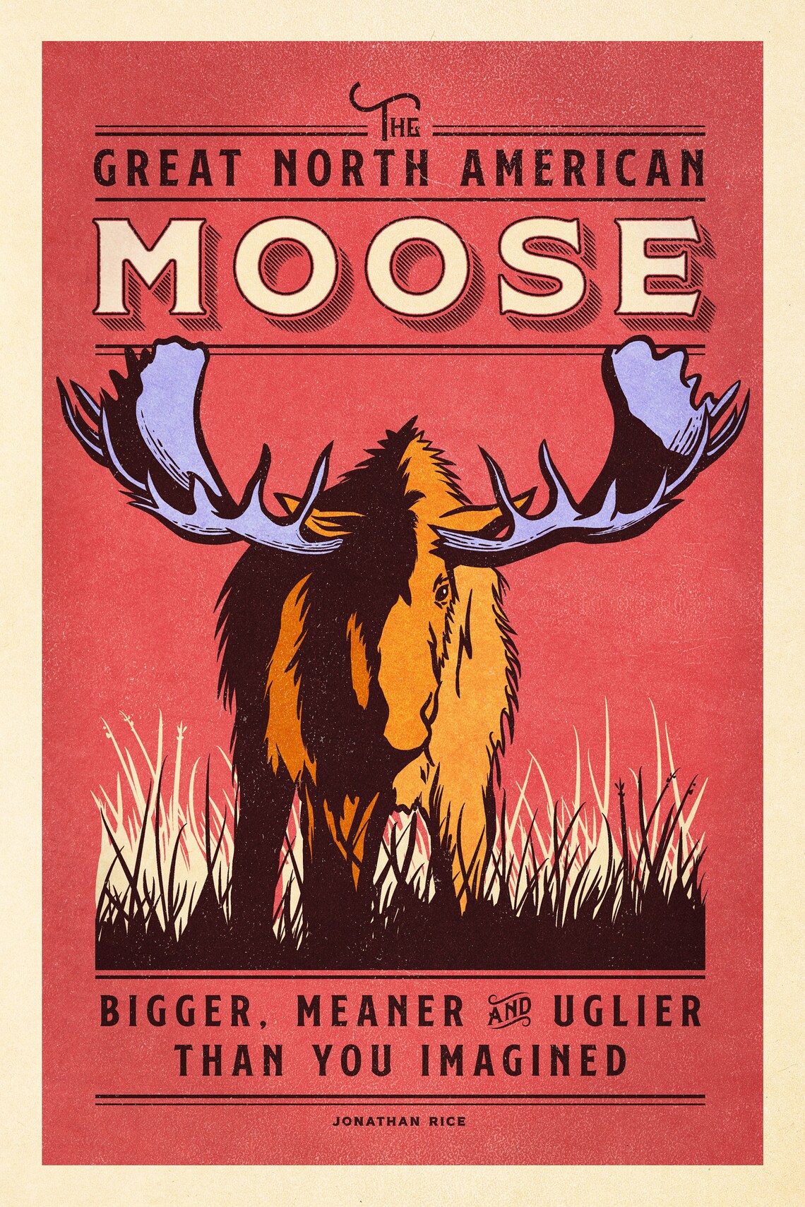 Retro Style Humorous Moose Poster Moose Print American - Etsy