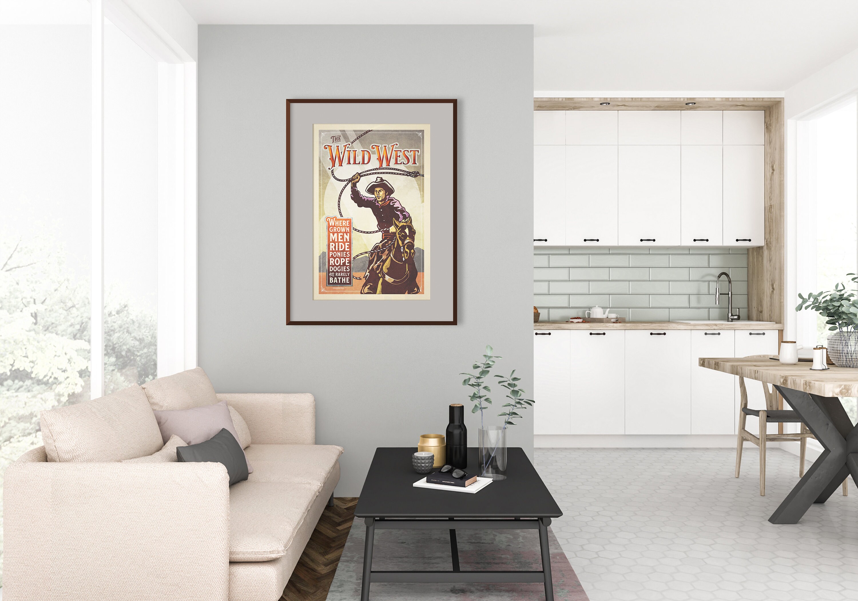 Vintage Inspired Humorous Cowboy Coffee Giclée Art Print - Etsy