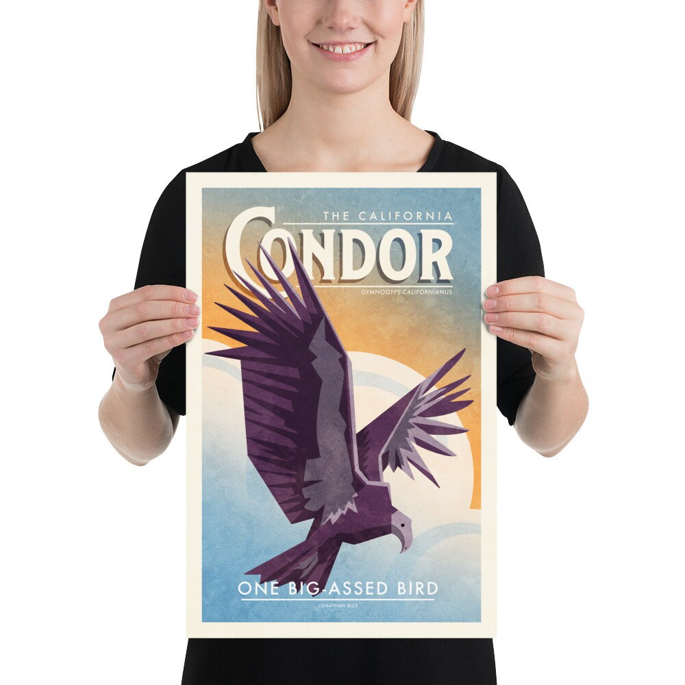 Retro Style Humorous Condor Poster - California Condor Print - American ...