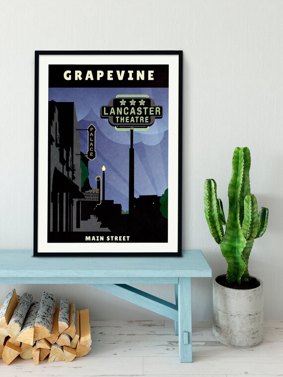 Grapevine Texas Wall Art Neon Sign Art Print Home Decor | Etsy