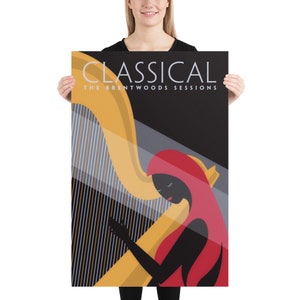 Lovely Harp Player Poster - Classic Music Poster Wall Art Print - Music ...