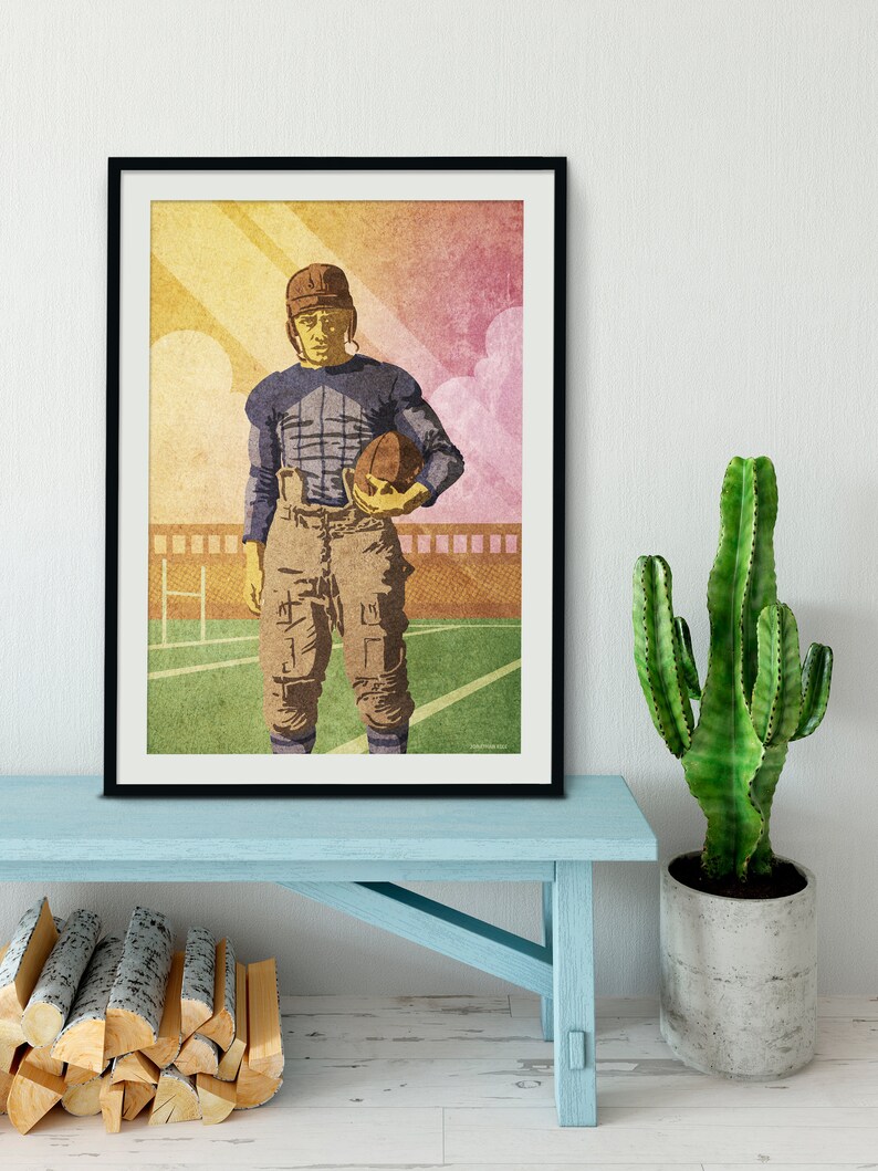 Football Player Art Print Circa 1920s Retro Sports Art - Etsy