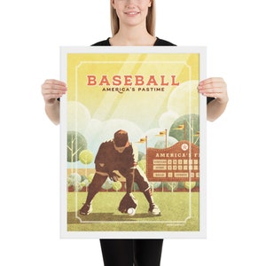 Retro Style Baseball Giclée Art Print - Baseball Shortstop Poster ...