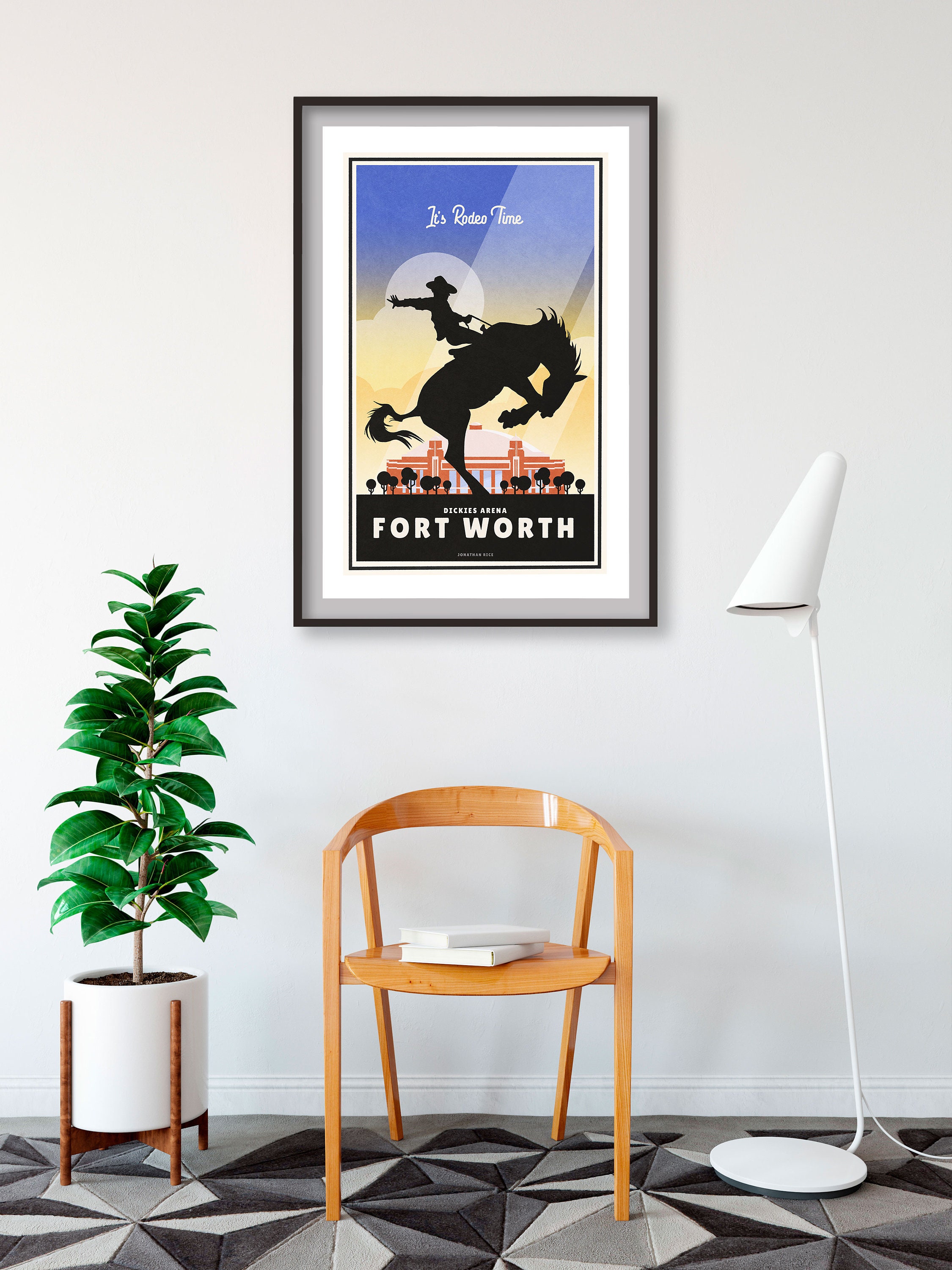 Retro Style Cowboy Rodeo Giclée Art Print - Fort Worth, Texas Travel ...