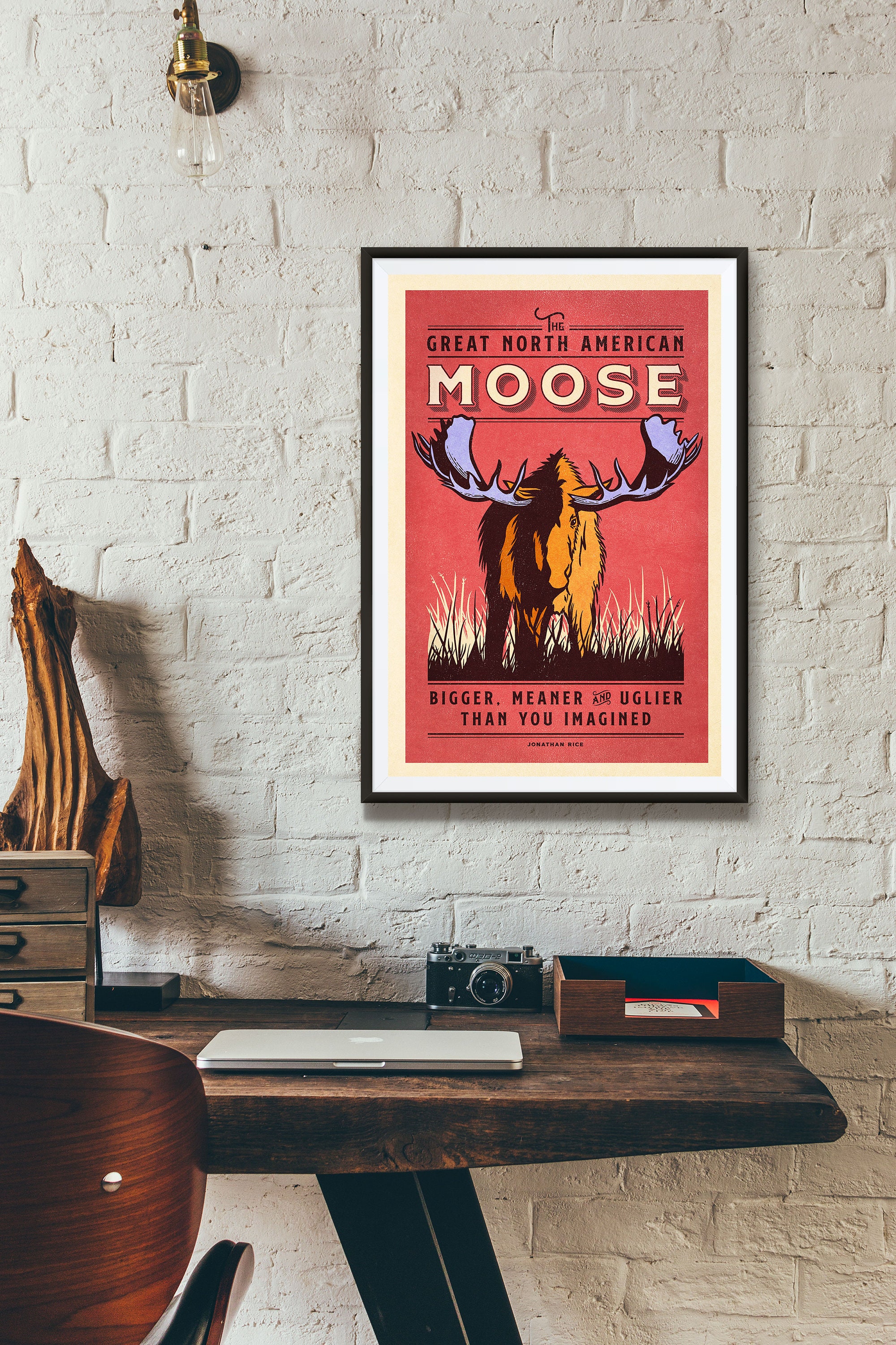 Retro Style Humorous Moose Poster Moose Print American Animals Home ...