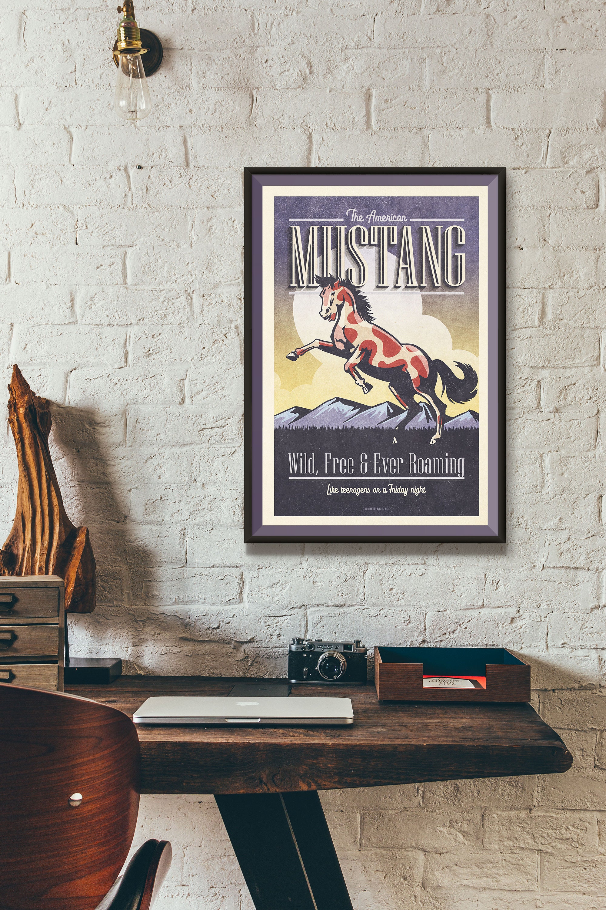 Retro Style Humorous Mustang Poster Giclee Art Print - Etsy