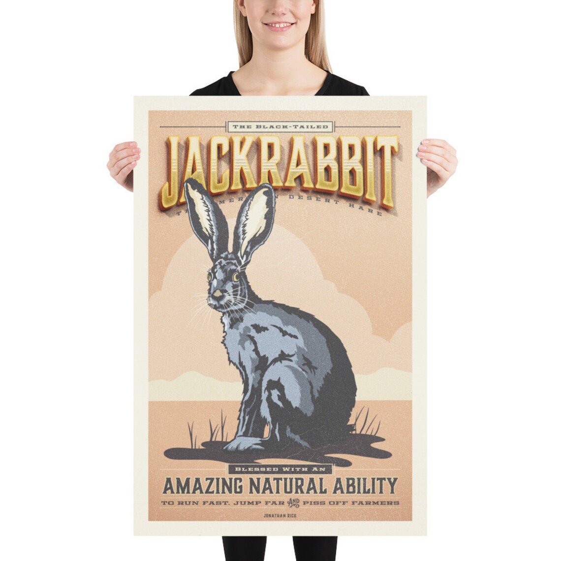Retro Style Humorous Jackrabbit Poster Jackrabbit Print | Etsy