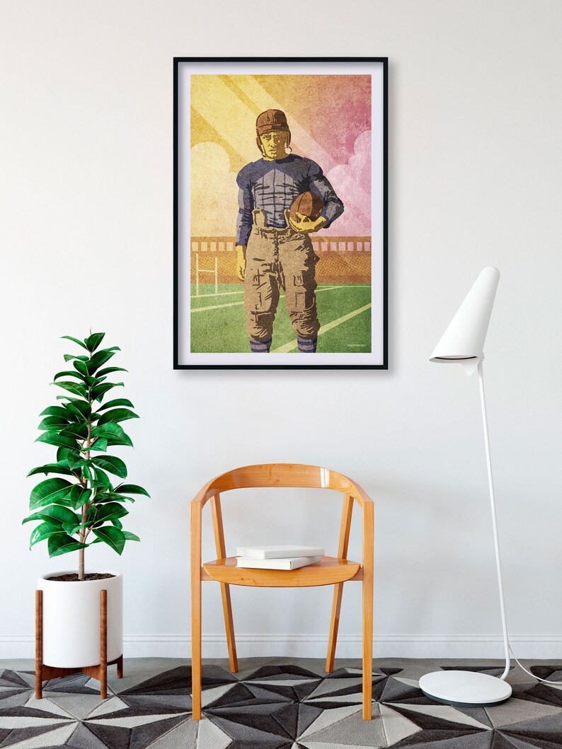 Football Player Art Print Circa 1920s Retro Sports Art - Etsy