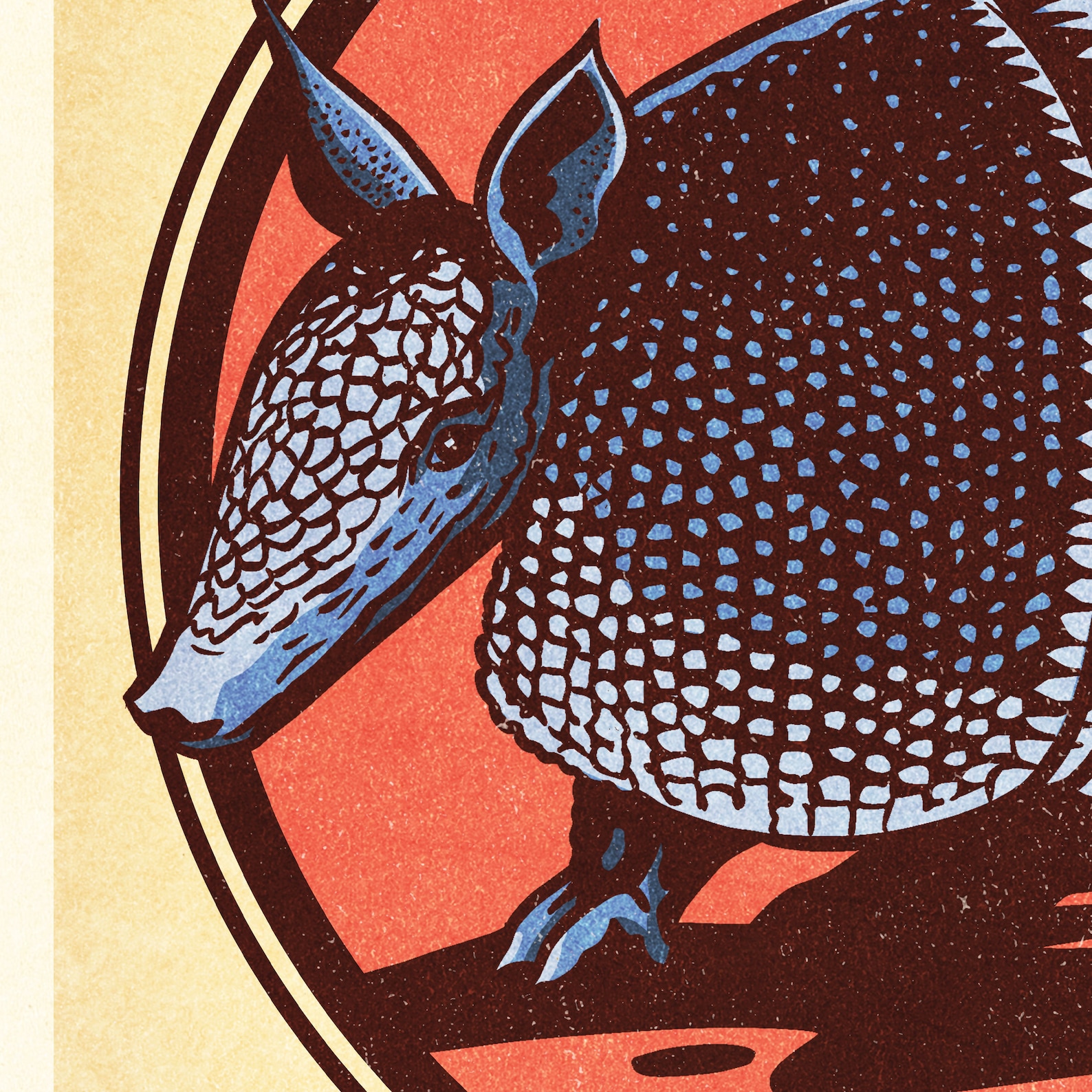 Retro Style Humorous Armadillo Poster - Nine-banded Armadillo Print ...
