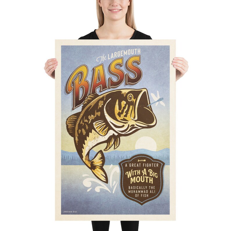 Retro Style Humorous Largemouth Bass Poster Largemouth Bass | Etsy