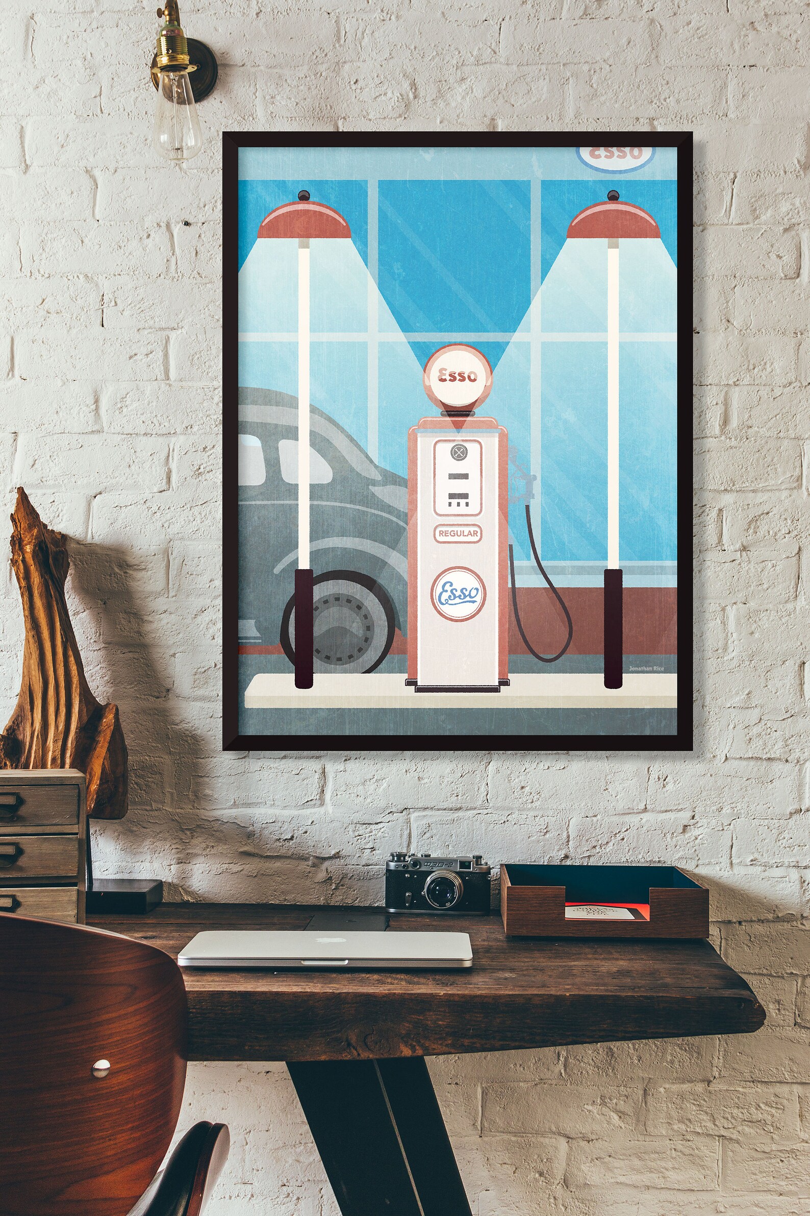 Esso Vintage Gas Pump Wall Art Esso Gas Station Art Print - Etsy