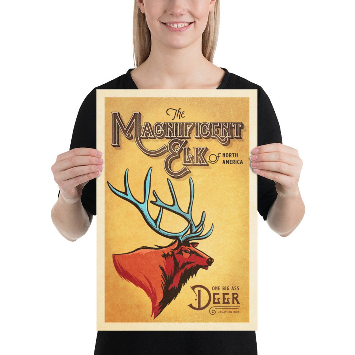 Retro Style Humorous Elk Poster Elk Print American Animals - Etsy