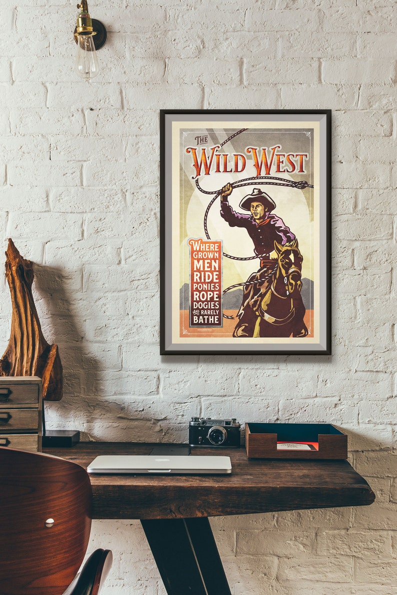 Vintage Inspired Humorous Cowboy Coffee Giclée Art Print - Etsy