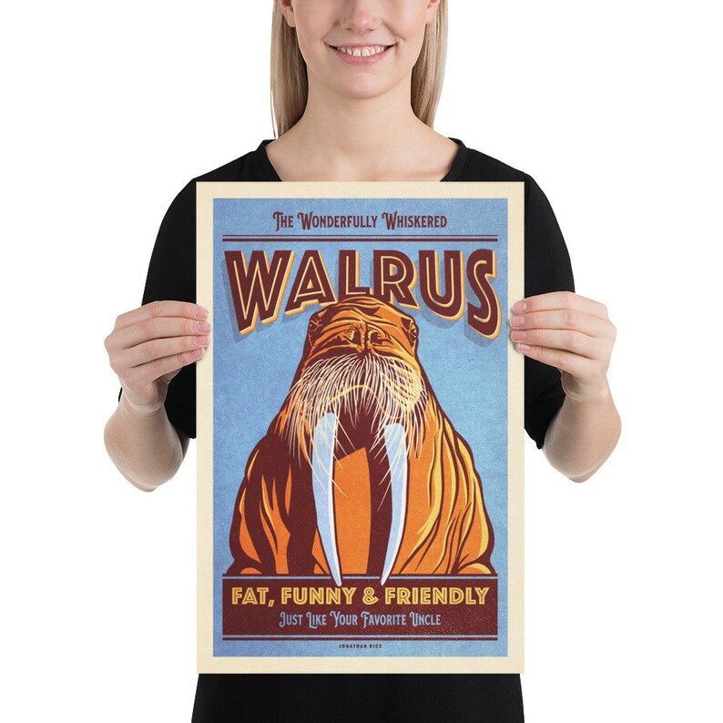 Retro Style Humorous Walrus Poster Walrus Print American | Etsy