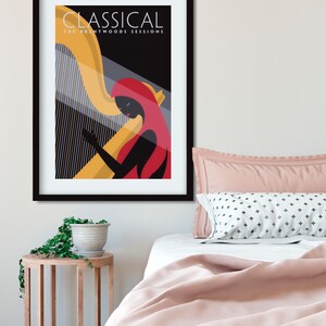 Lovely Harp Player Poster - Classic Music Poster Wall Art Print - Music ...