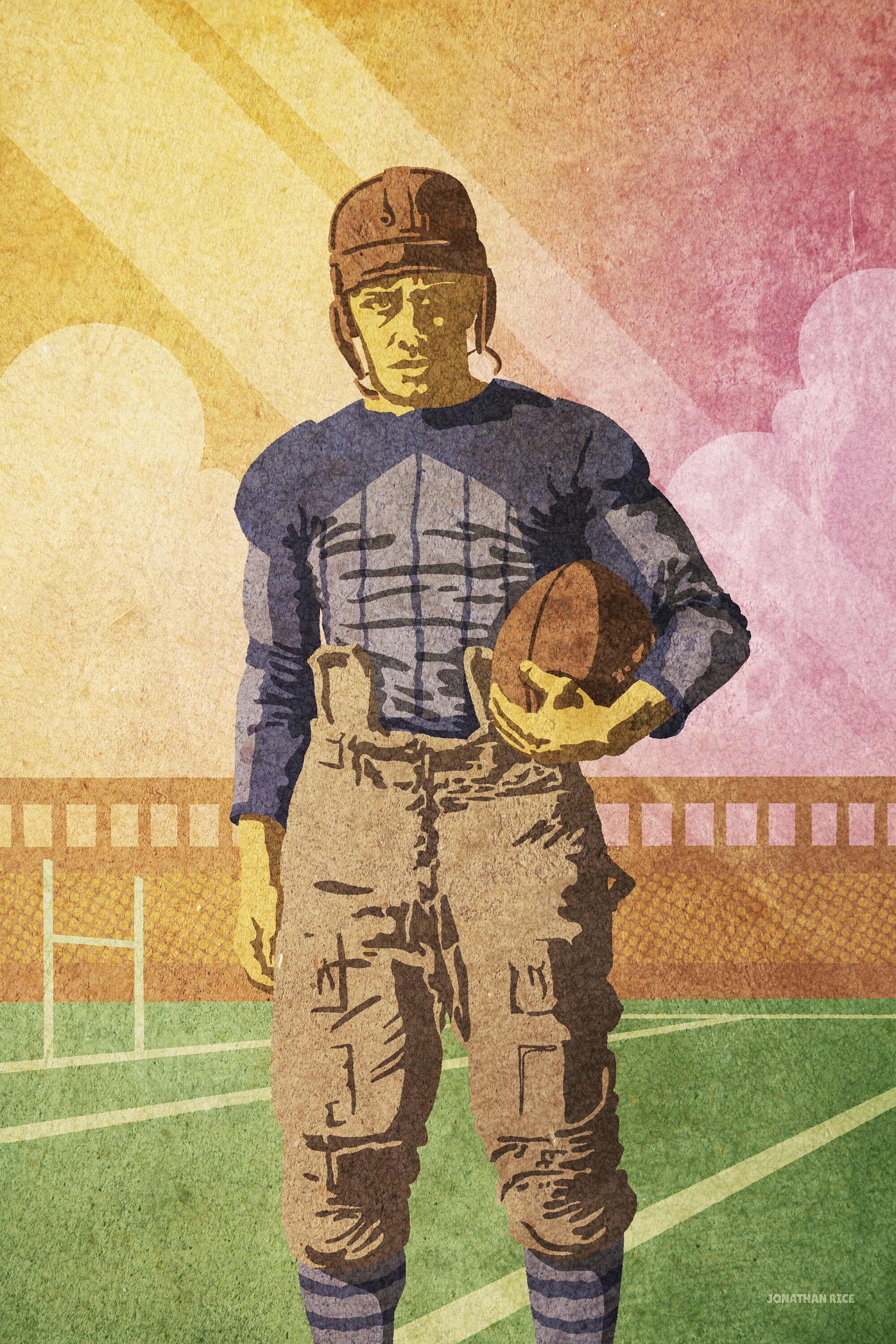 Football Player Art Print Circa 1920s Retro Sports Art | Etsy