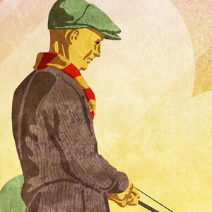 Fishing off the Bank - A Retro Portrait of a Man Fishing - American ...