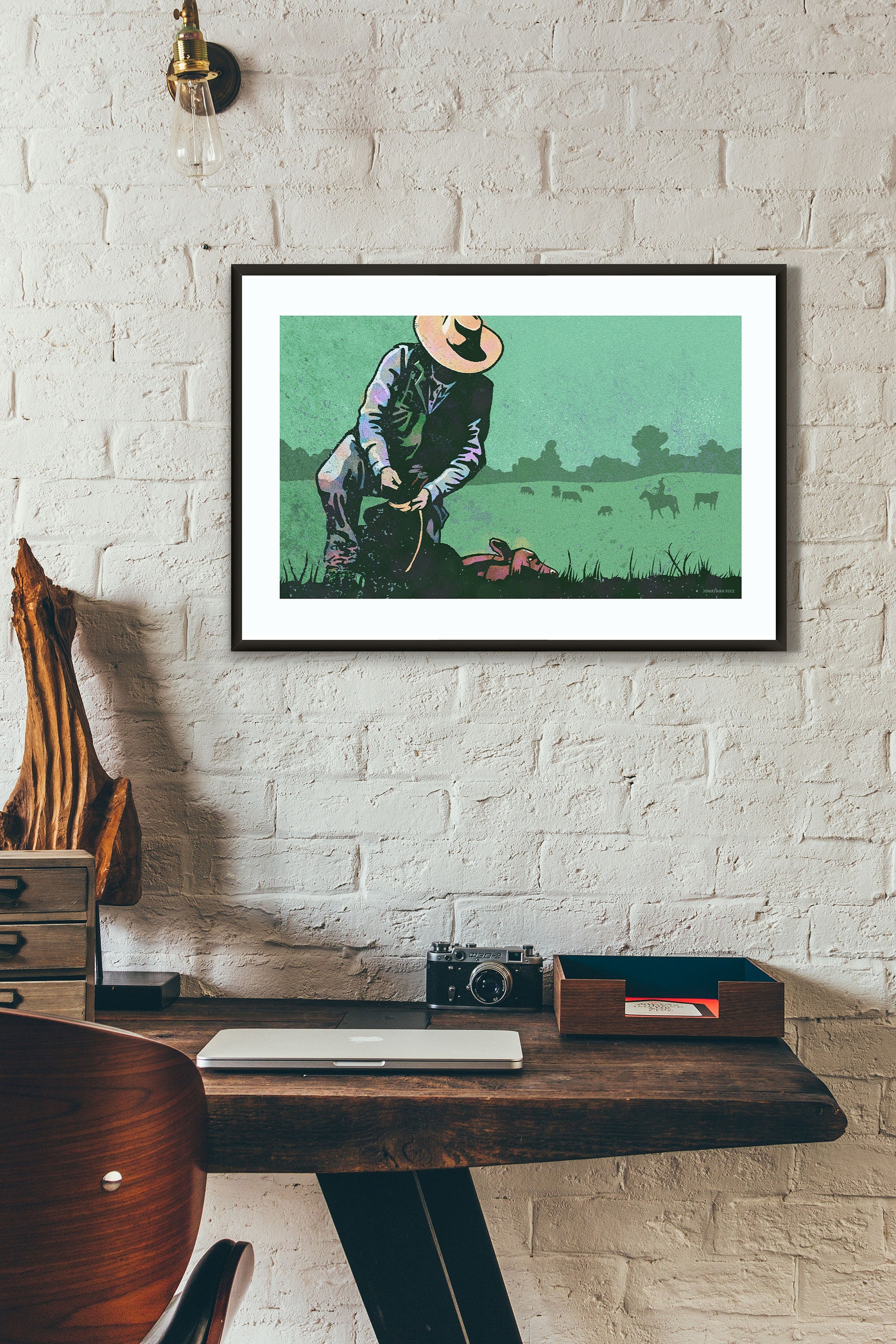 Modern Calf Roper Giclée Art Print - Cowboy Poster - Home Decor - Etsy