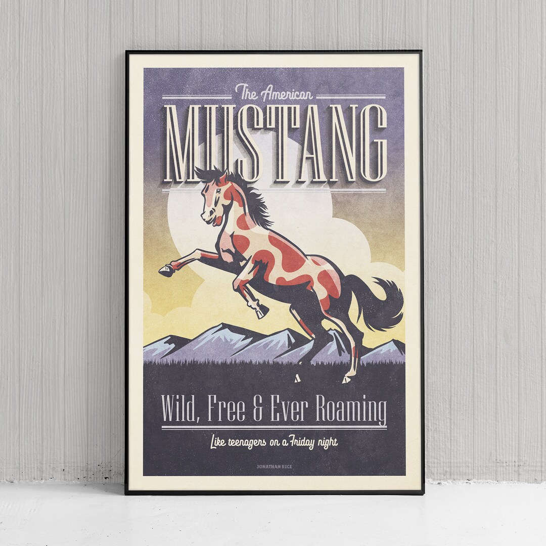 Retro Style Humorous Mustang Poster Giclee Art Print - Etsy