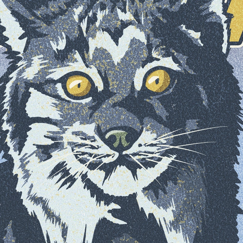 Retro Style Humorous Canada Lynx Poster - Big Cat Poster - American ...