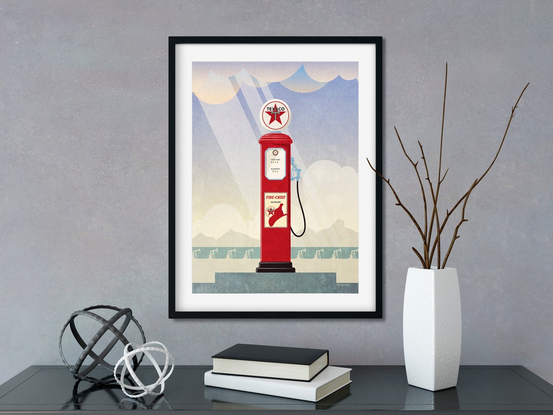 Texaco Vintage Gas Pump Wall Art - Gas Station Art Print - Man Cave ...