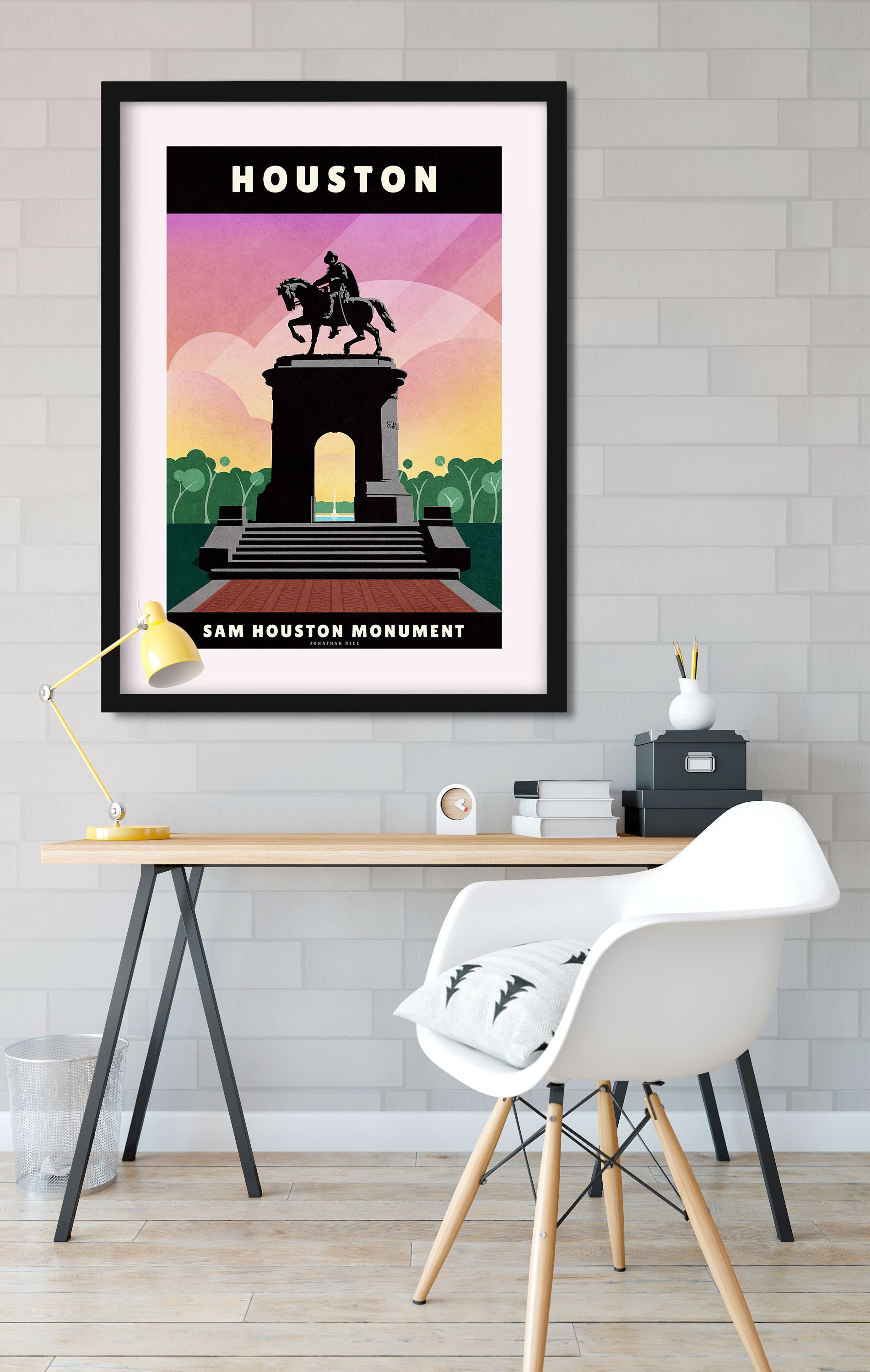 Sam Houston Monument - Wall Art Print - Houston Texas Travel Poster ...