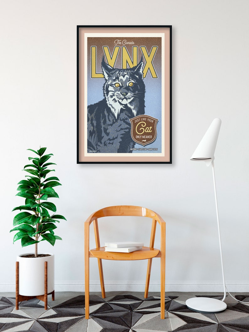 Retro Style Humorous Canada Lynx Poster - Big Cat Poster - American ...