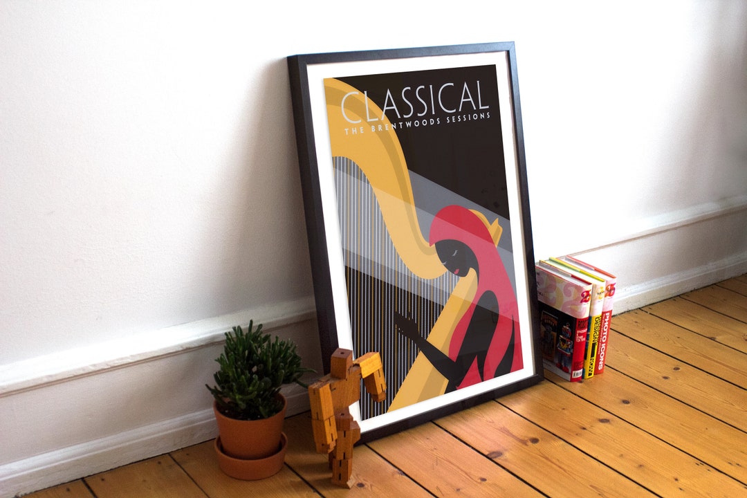 Lovely Harp Player Poster - Classic Music Poster Wall Art Print - Music ...