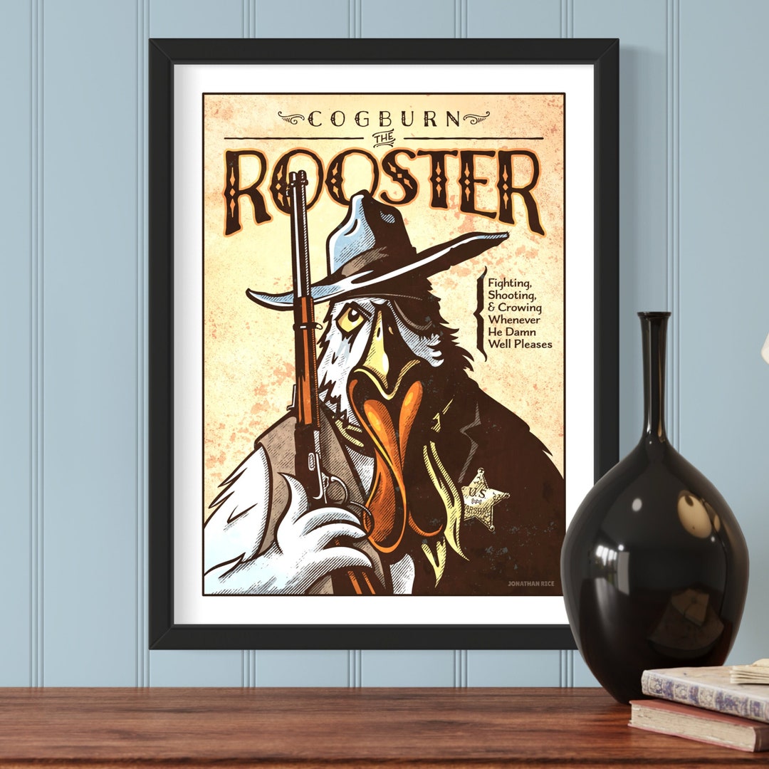 Humorous Old West Poster of a Rooster - Cowboy Rooster Giclée Art Print ...