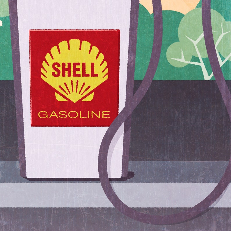 Shell Vintage Gas Pump Wall Art 1970s Gas Station Art Print | Etsy