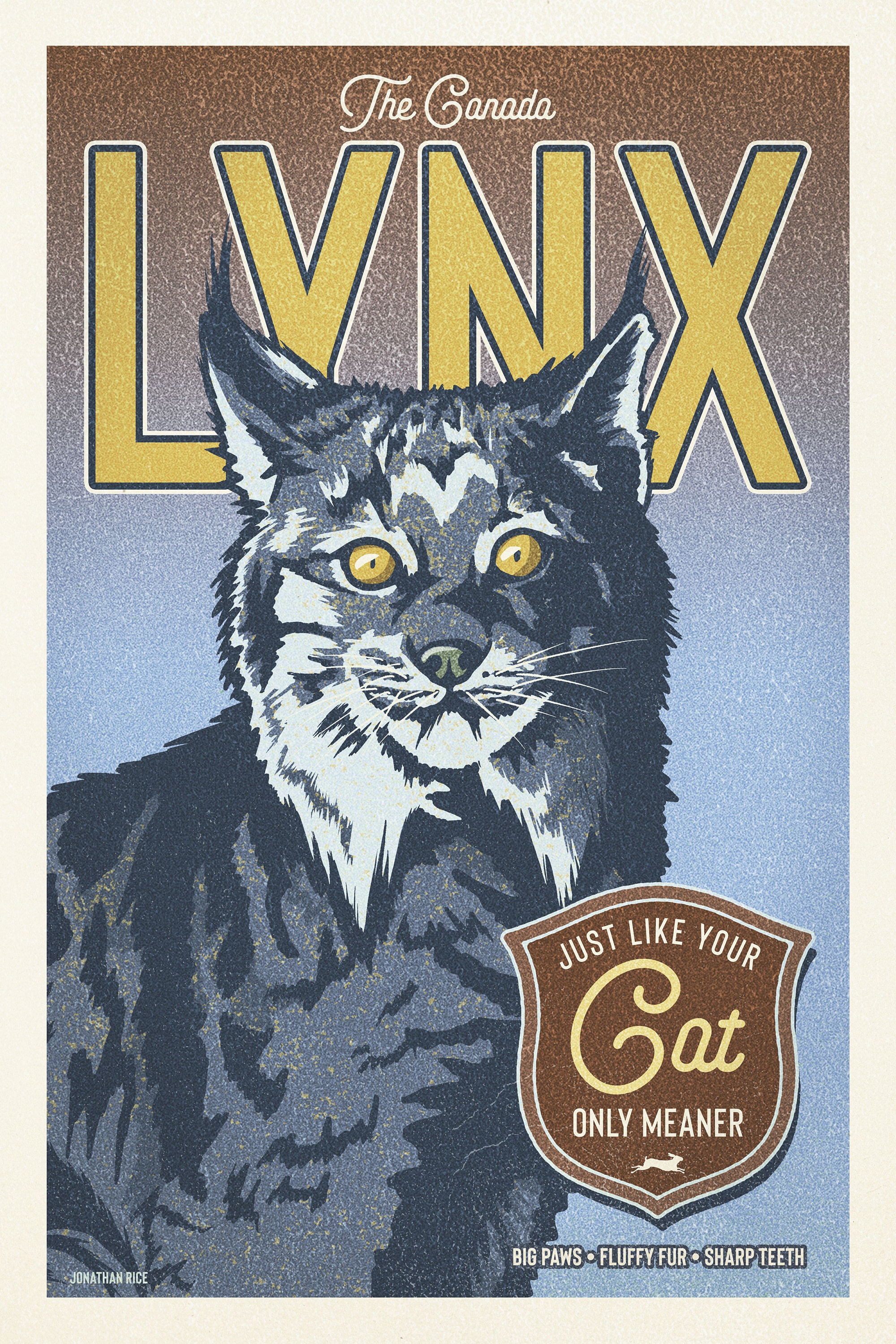 Retro Style Humorous Canada Lynx Poster - Big Cat Poster - American ...