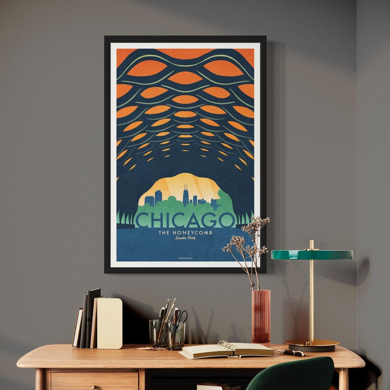Chicago Travel Art Print - the Honeycomb in Lincoln Park Poster - Home ...