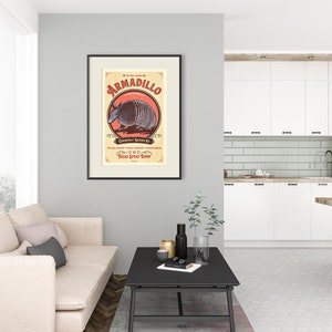 Retro Style Humorous Armadillo Poster - Nine-banded Armadillo Print ...