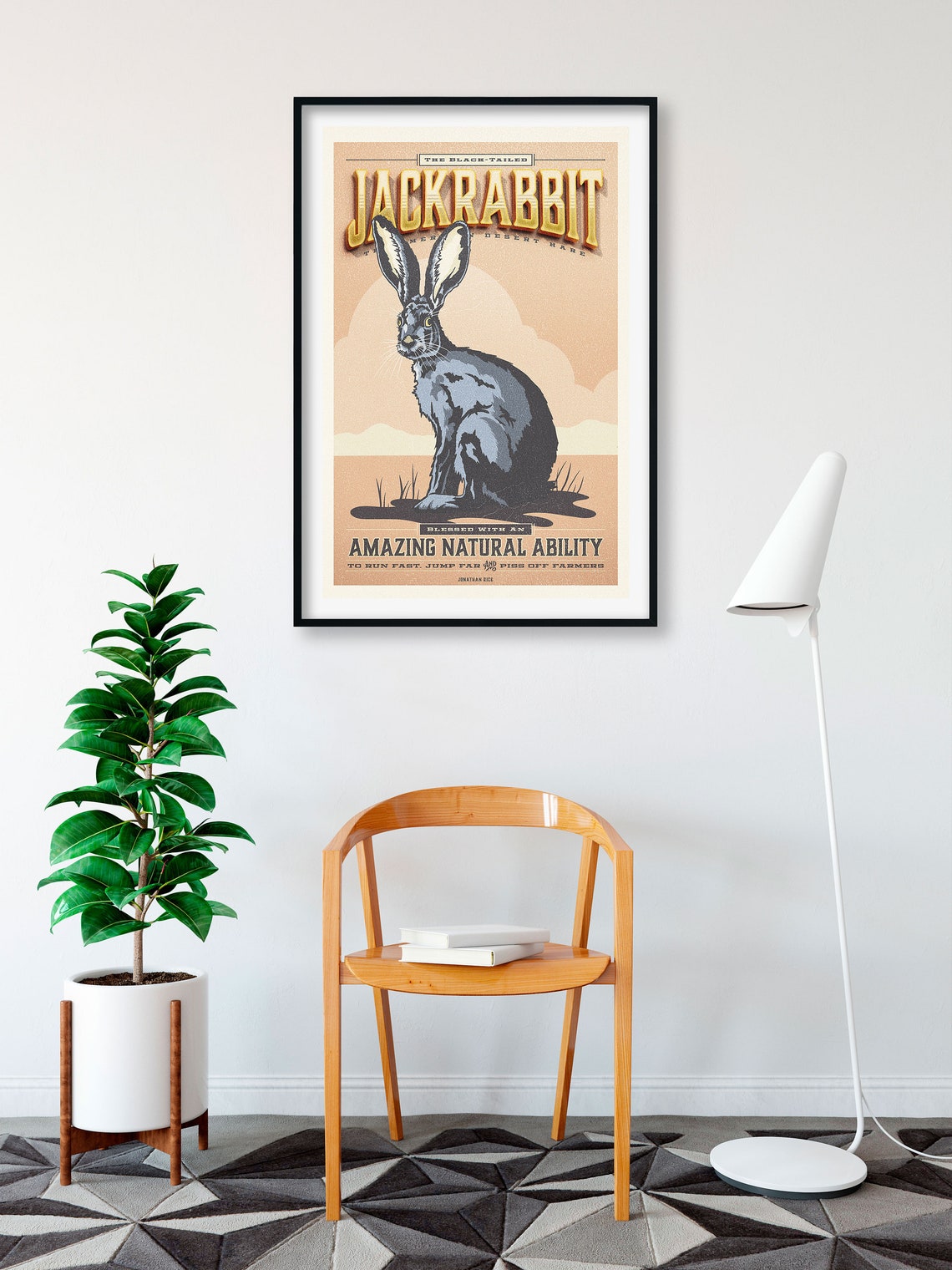 Retro Style Humorous Jackrabbit Poster Jackrabbit Print | Etsy