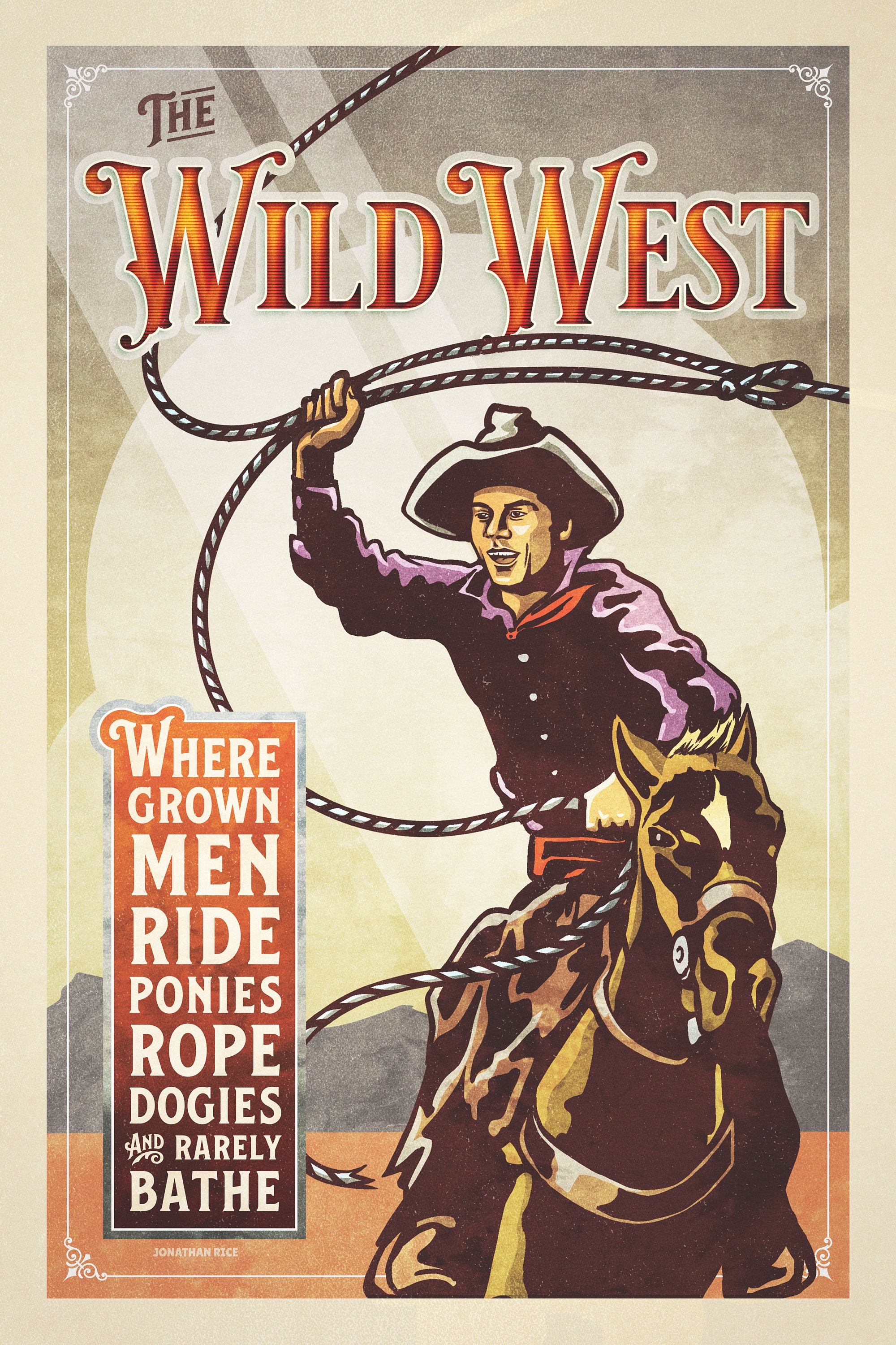 Vintage Inspired Humorous Cowboy Coffee Giclée Art Print - Etsy