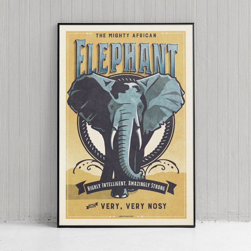 Elephant Poster - Etsy