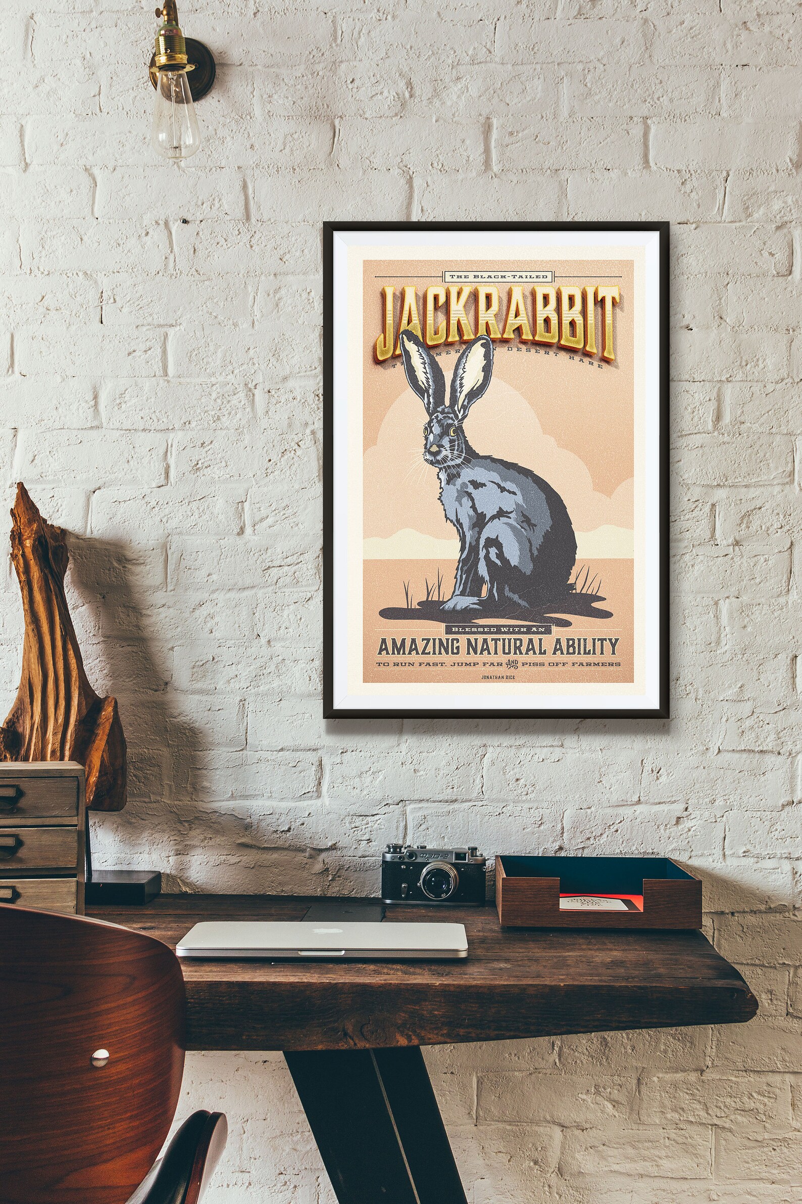 Retro Style Humorous Jackrabbit Poster - Jackrabbit Print - American ...