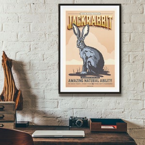 Retro Style Humorous Jackrabbit Poster - Jackrabbit Print - American ...