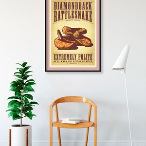 Retro Style Humorous Rattlesnake Poster - Rattlesnake Print - American ...