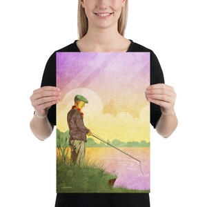Fishing off the Bank - A Retro Portrait of a Man Fishing - American ...
