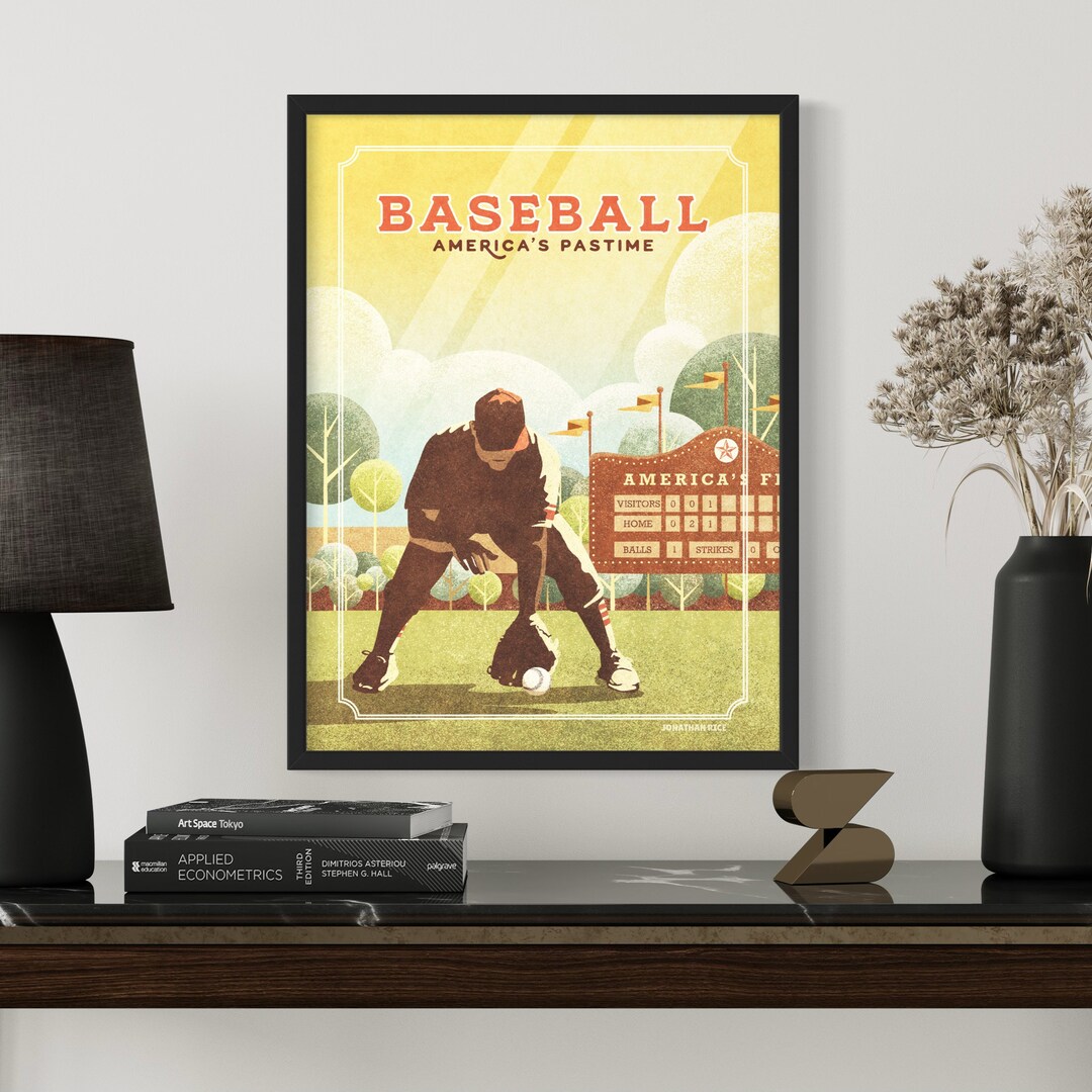 Retro Style Baseball Giclée Art Print - Baseball Shortstop Poster ...