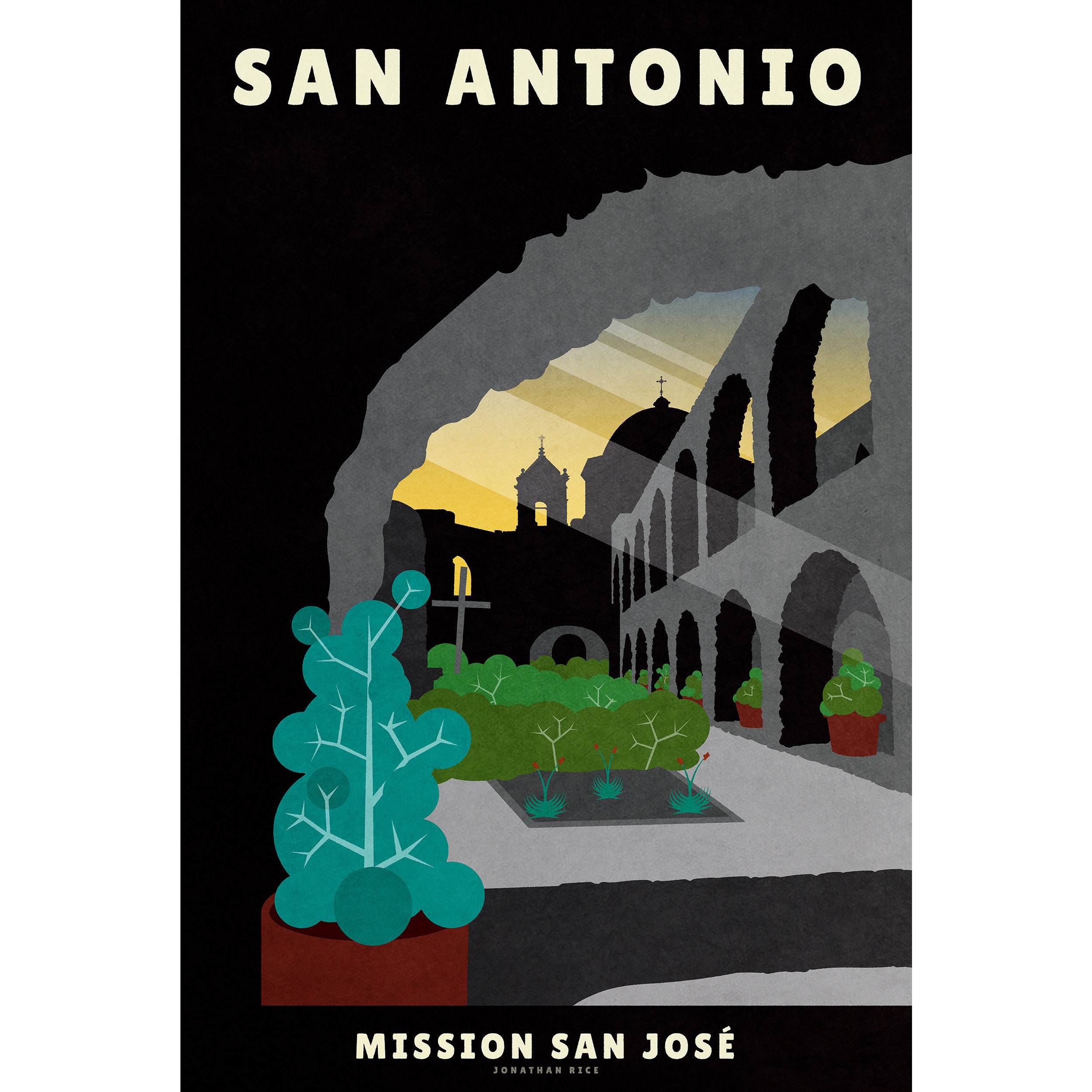 Mission San Jose San Antonio Poster Art Print Texas Travel - Etsy