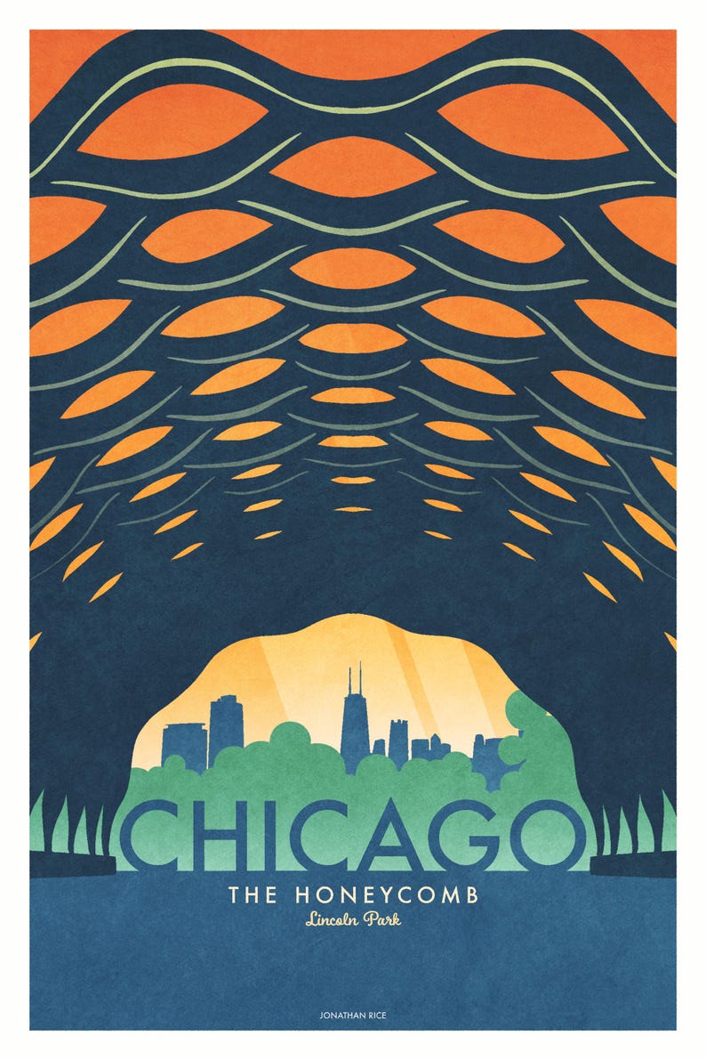 Chicago Travel Art Print - the Honeycomb in Lincoln Park Poster - Home ...