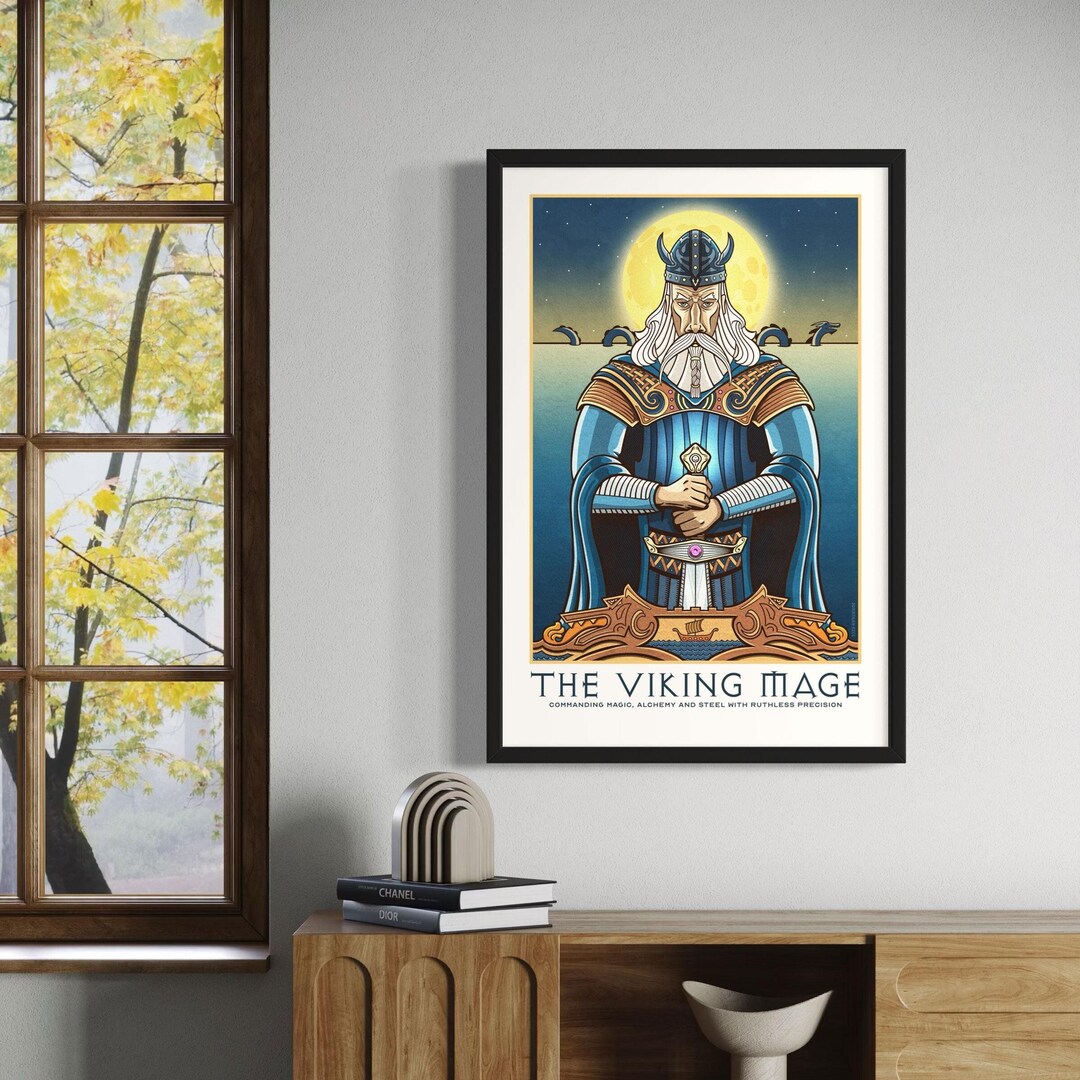 Storybook Style Magical Viking Giclée Art Print - Viking Mage Poster ...