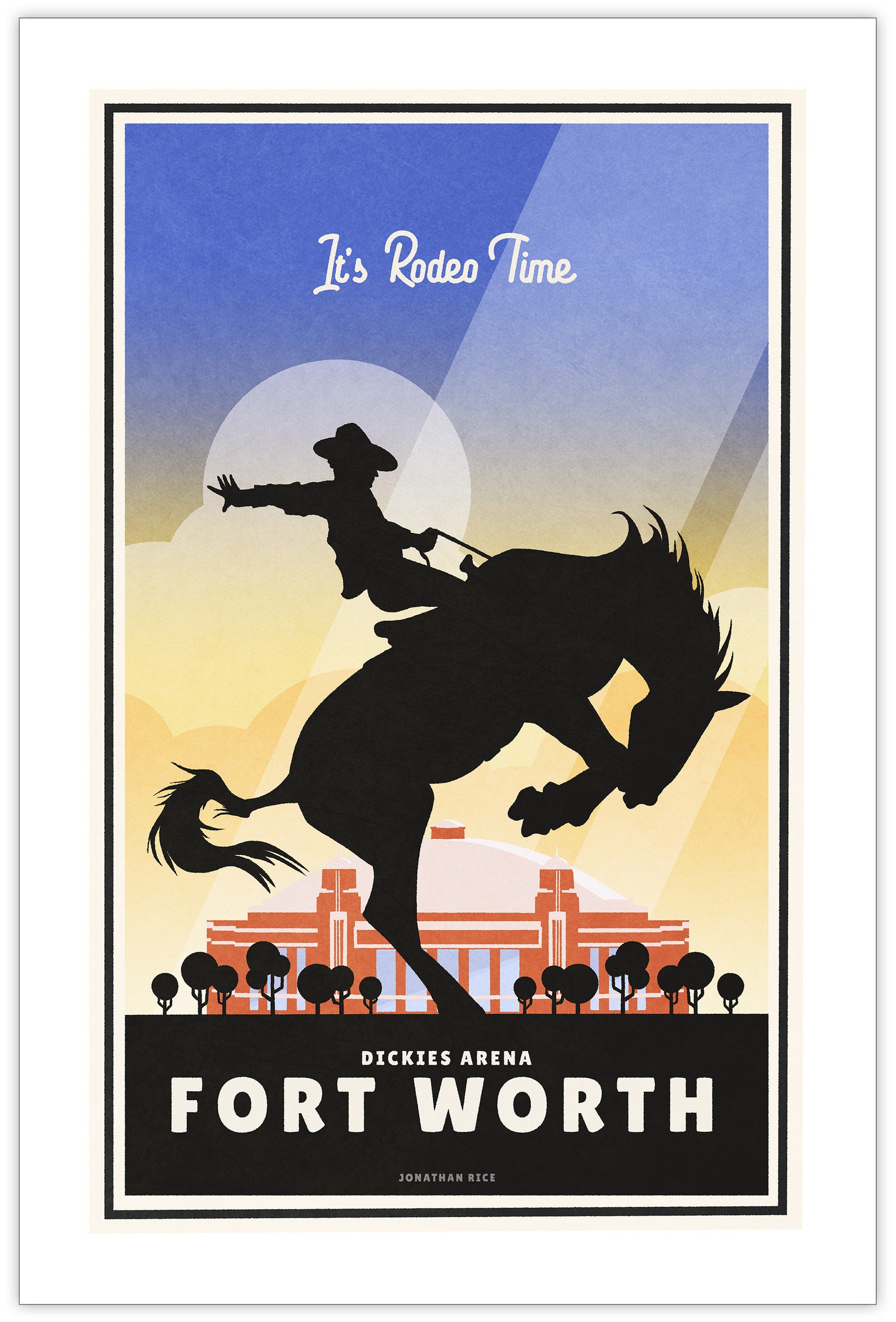 Retro Style Cowboy Rodeo Giclée Art Print - Fort Worth, Texas Travel ...