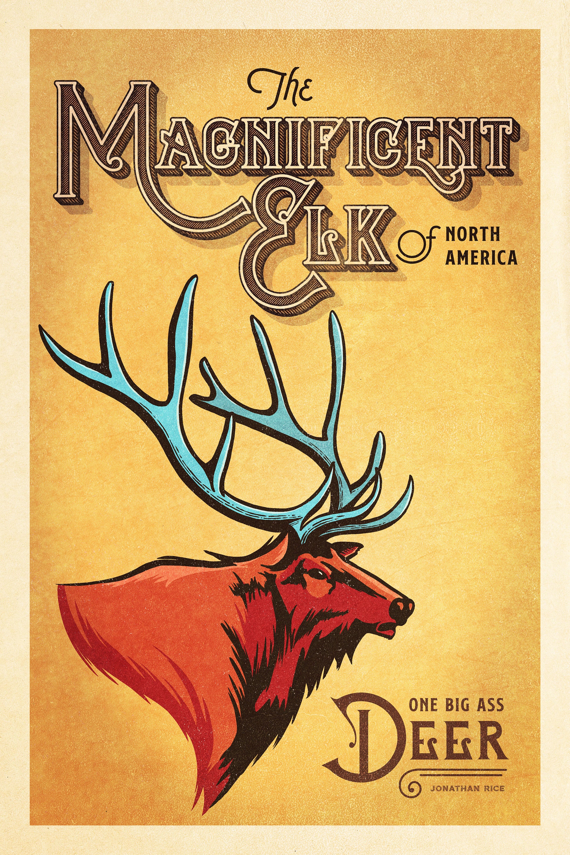 Retro Style Humorous Elk Poster Elk Print American Animals - Etsy