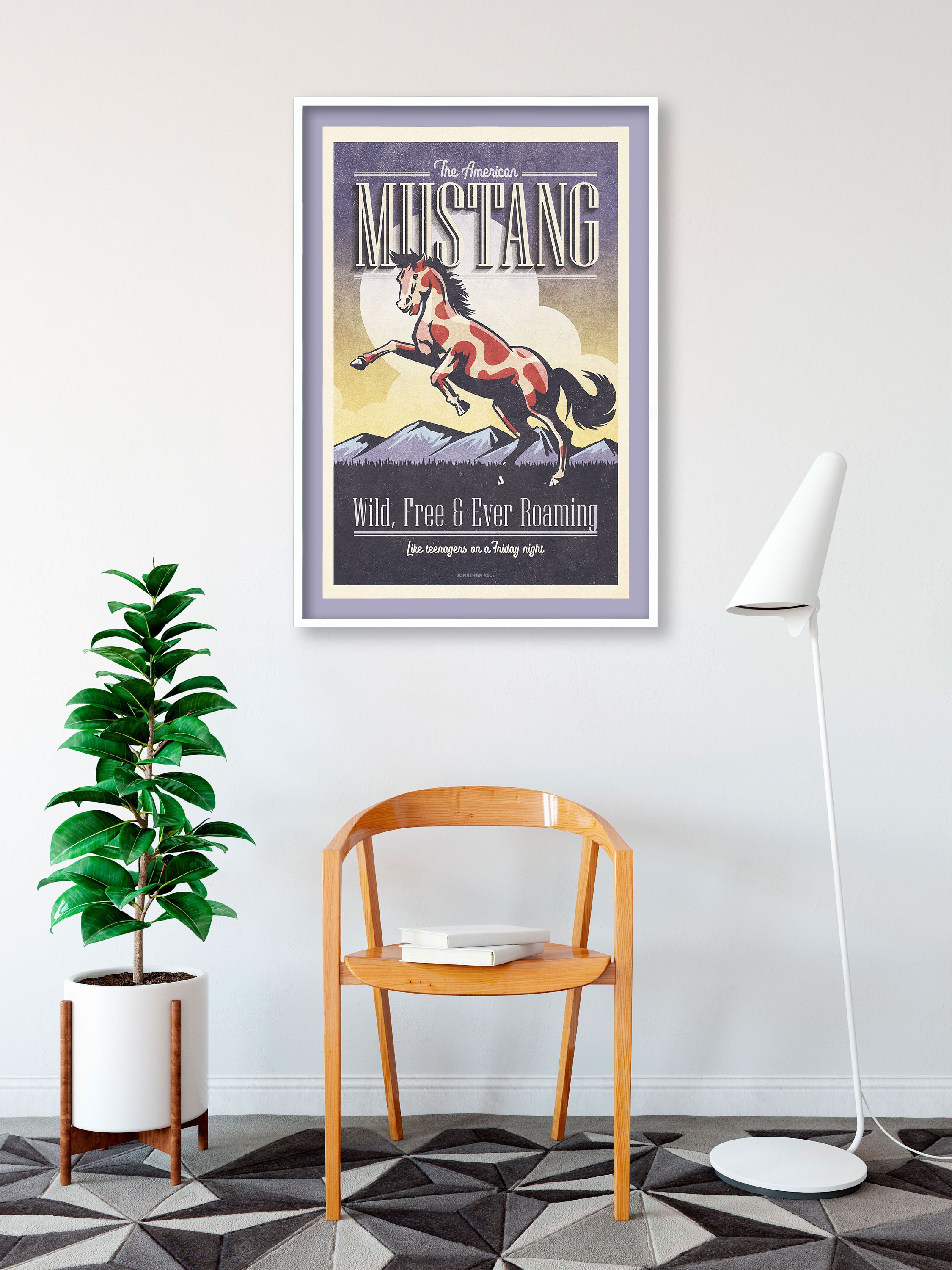 Retro Style Humorous Mustang Poster Giclee Art Print - Etsy
