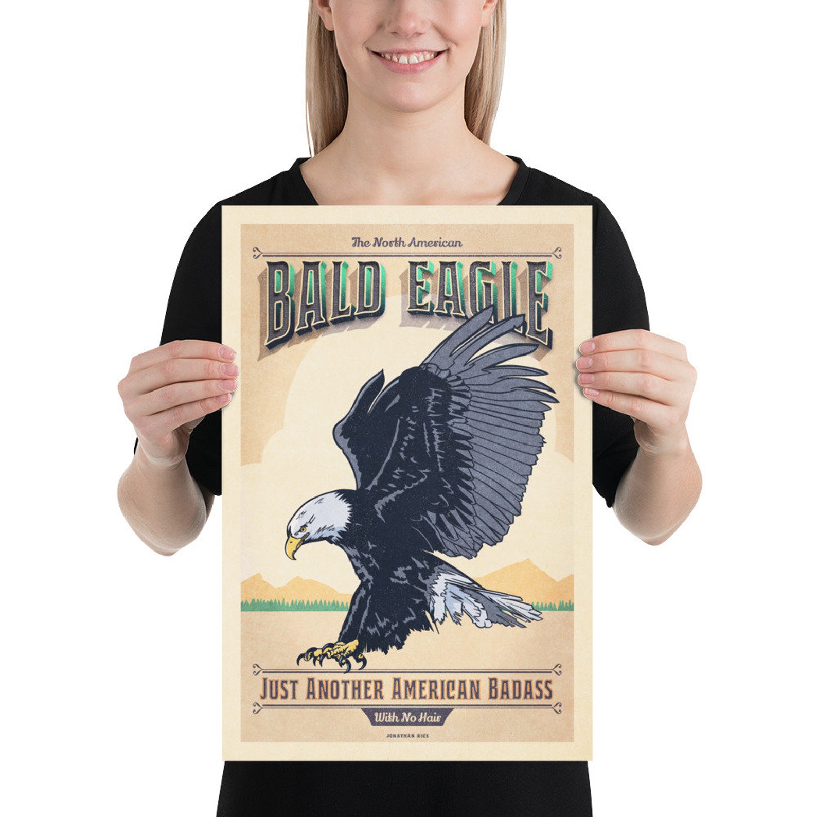 Retro Style Humorous Bald Eagle Poster Bald Eagle Print | Etsy