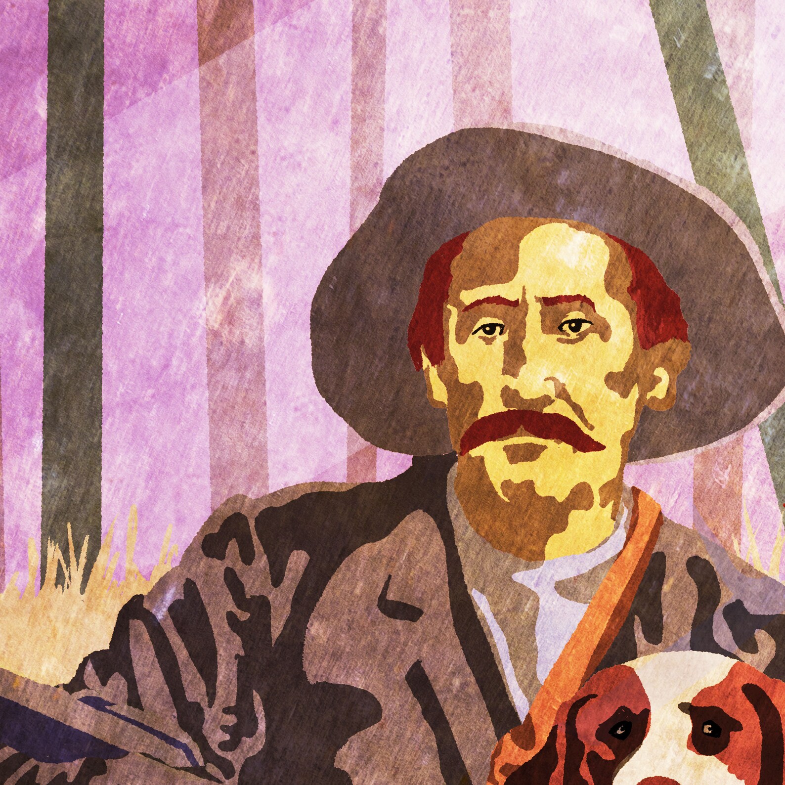 Hunter and His Dog Portrait of an Old Hunter and His Hunting Dog Circa ...